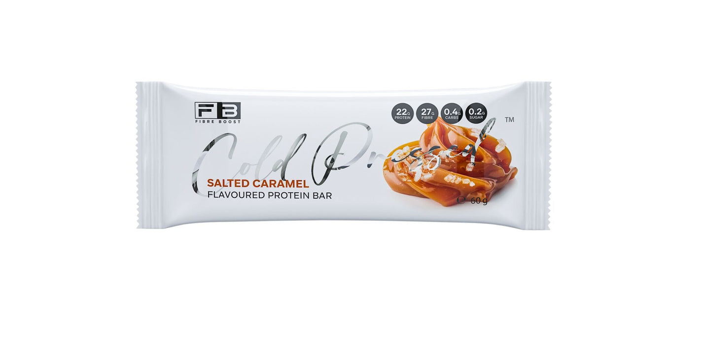Fibre Boost Cold Pressed Protein Bar - Salted Caramel – Halo Health